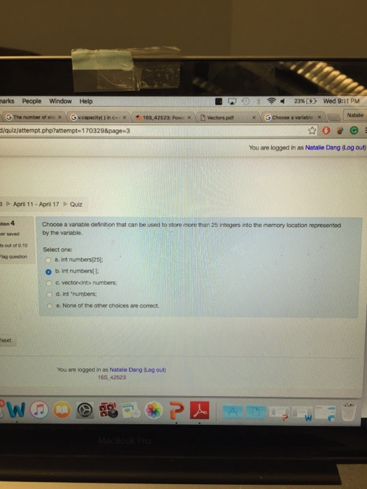 Solved Choose a variable definition that can be used to | Chegg.com
