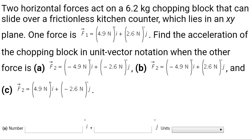 Solved Two horizontal forces act on a 6.2 kg chopping block | Chegg.com