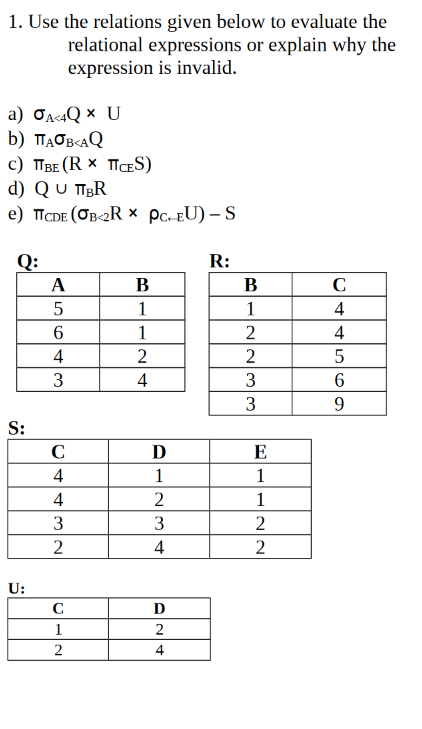 Solved 1. Use the relations given below to evaluate the | Chegg.com