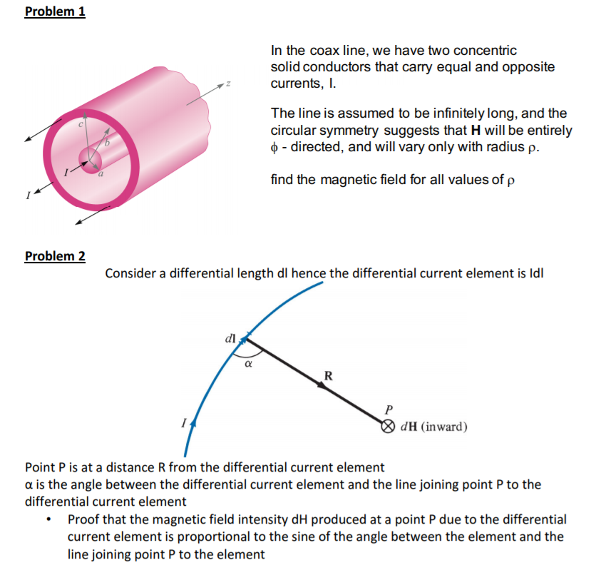 Solved In the coax line, we have two concentric solid | Chegg.com
