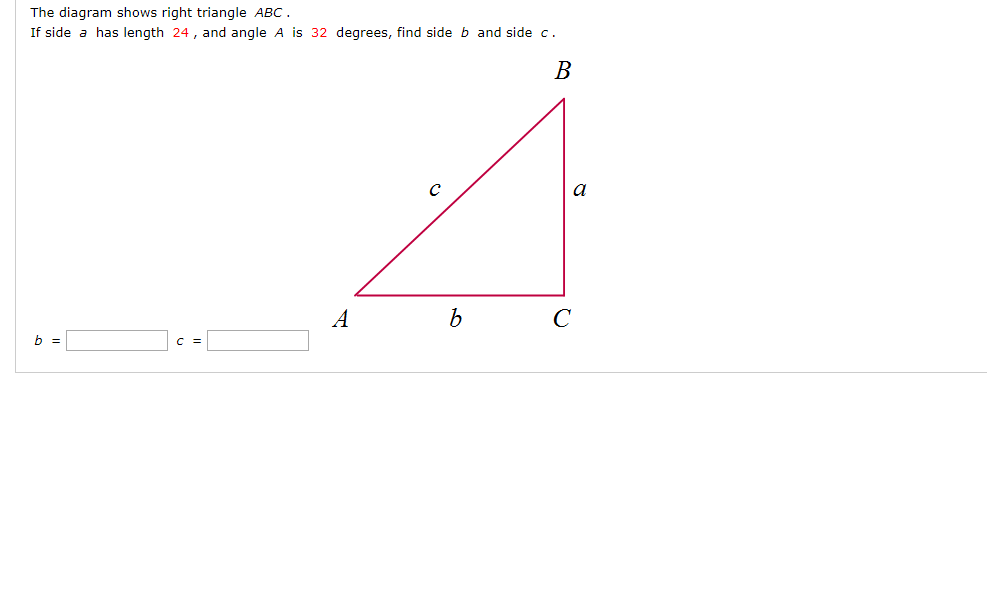 Solved The diagram shows right triangle ABC If side a has | Chegg.com