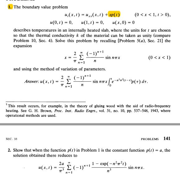 Solved 1. The boundary value problem u(0,1) = 0, u(1,1)-0, | Chegg.com