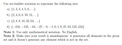 Solved Use set-builder notation to represent the following | Chegg.com