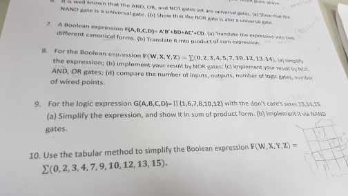 Solved A Boolean Expression Fa B C D Ab Bd Ac 7735