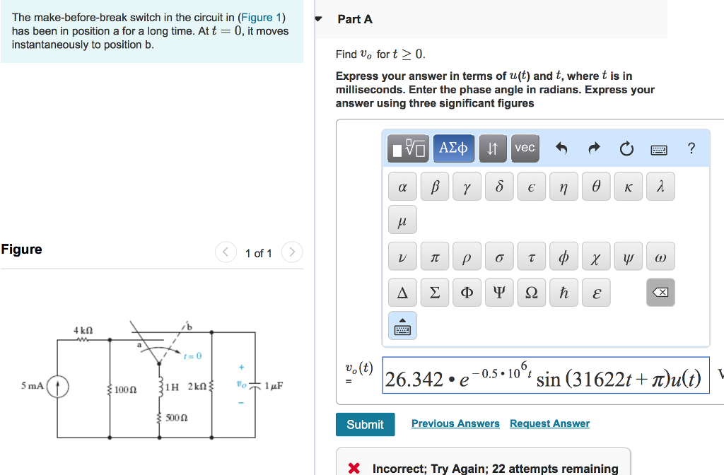Solved The make-before-break switch in the circuit in | Chegg.com
