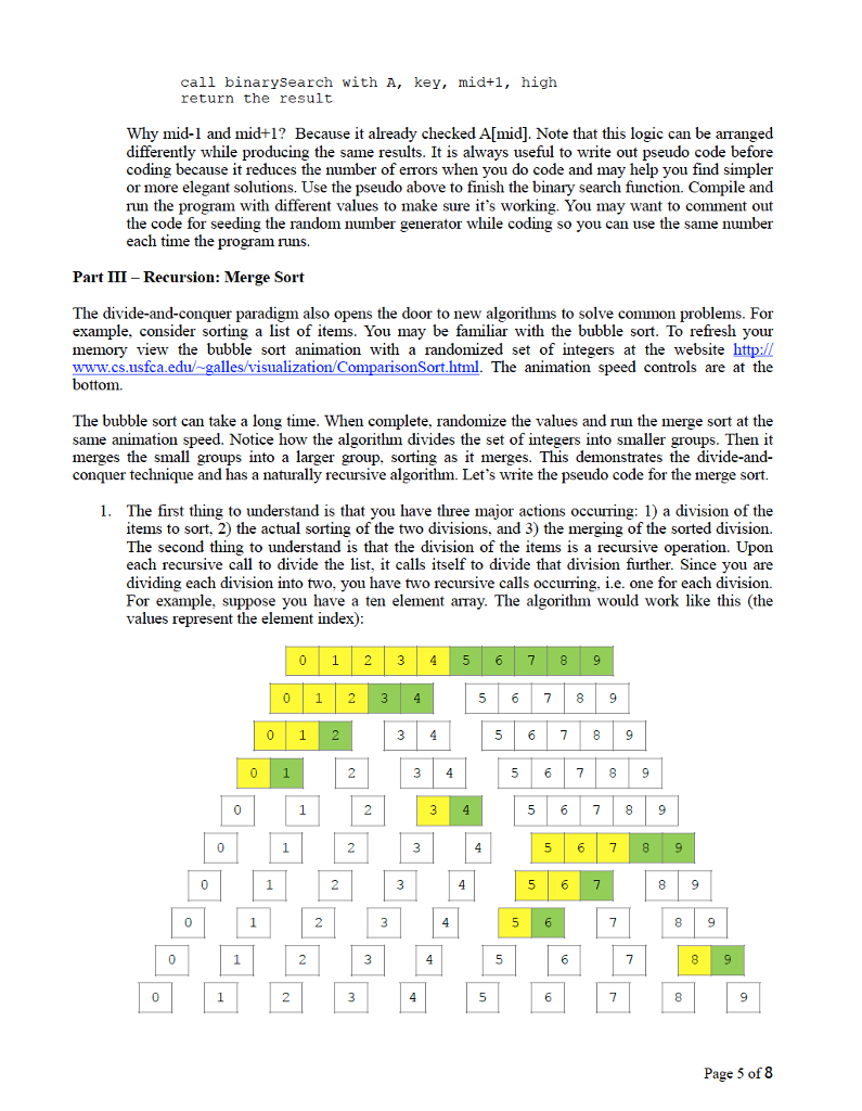 Lab 10 - Recursion and the Divide-and-Conquer | Chegg.com