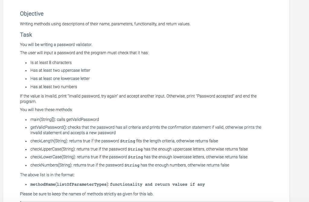 Solved Objective Writing methods using descriptions of their | Chegg.com