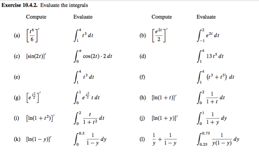 Solved Evaluate the integrals Compute Evaluate Compute | Chegg.com