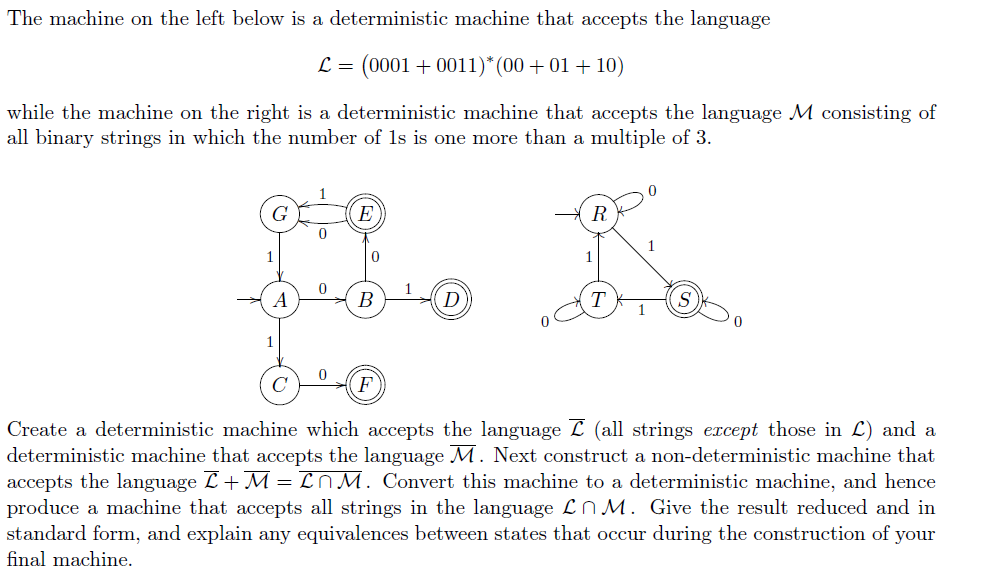 Solved The machine on the left below is a deterministic | Chegg.com