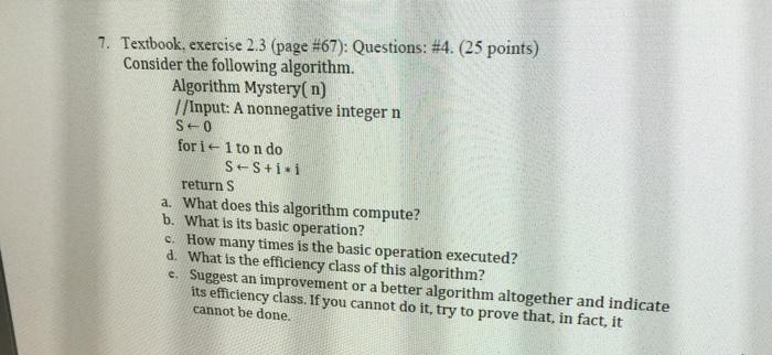 Solved 7. Textbook, exercise 2.3 (page #67): Questions: #4. | Chegg.com