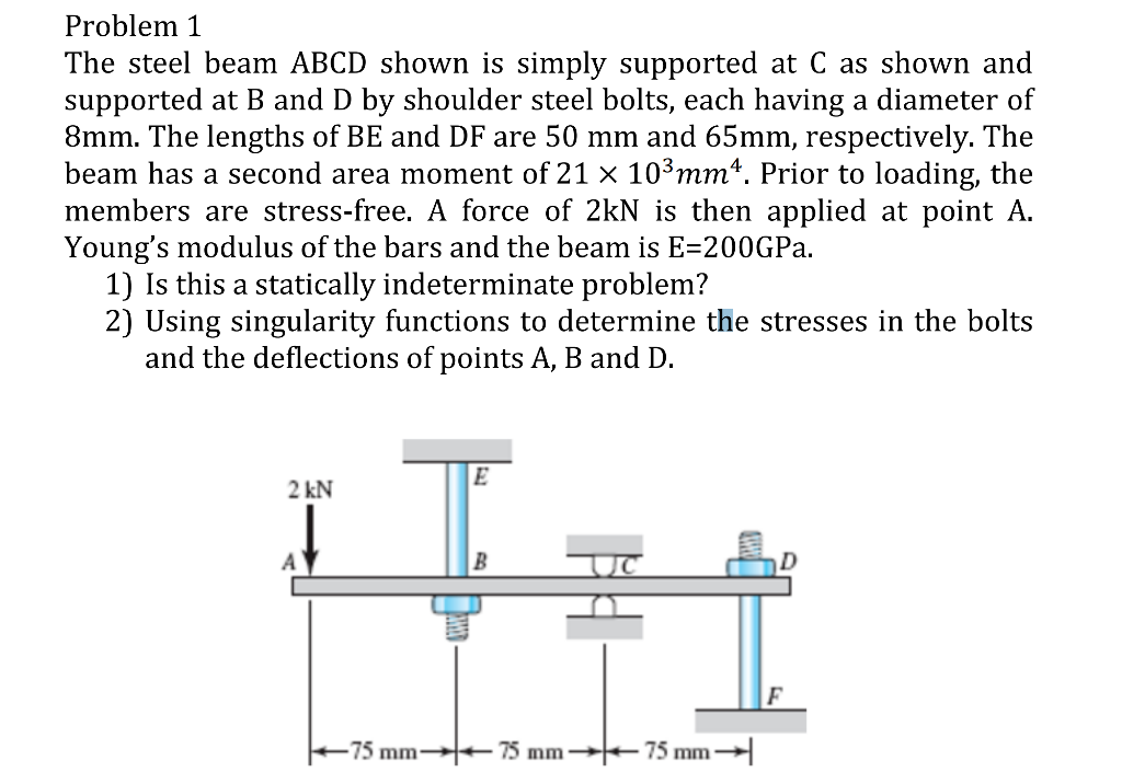 Solved Problem 1 The steel beam ABCD shown is simply | Chegg.com