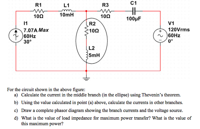Solved C1 R1 L1 R3 10? 10mH 102 100?F R2 10? V1 120Vrms | Chegg.com