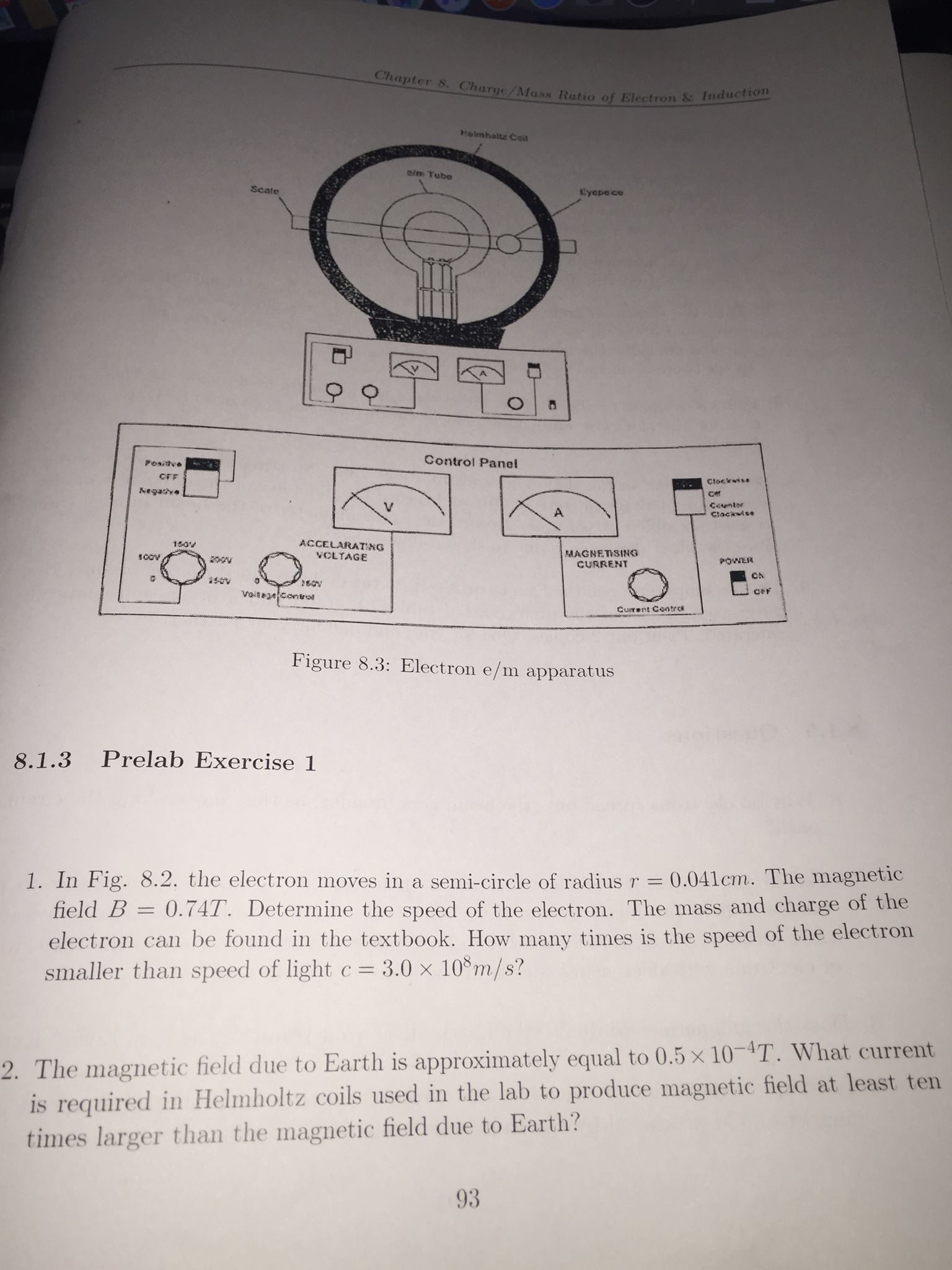 Solved In Fig. 8.2 the electron moves in a semi-circle of | Chegg.com