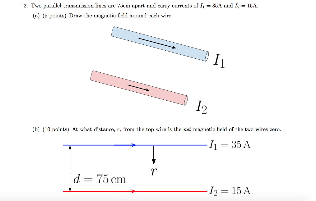 Solved 2. Two parallel transmission lines are 75cm apart and | Chegg.com