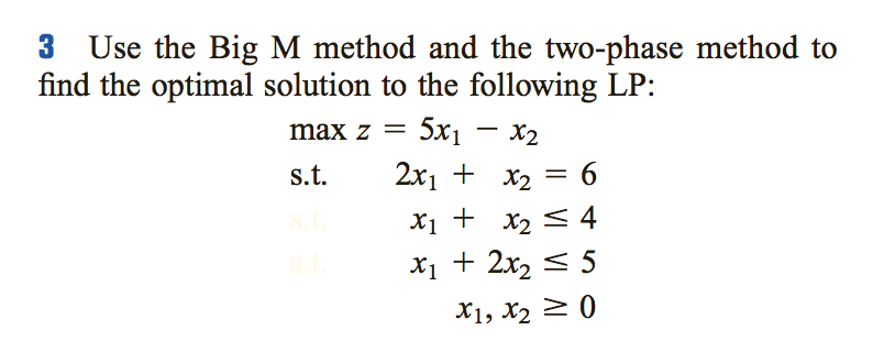 Solved Use the Big M method and the two-phase method to find | Chegg.com