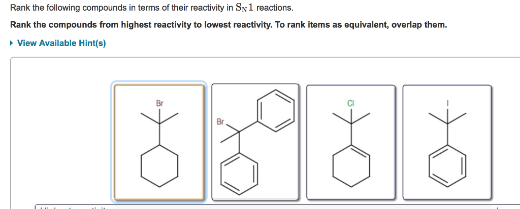 Solved Rank the following compounds in terms of their | Chegg.com