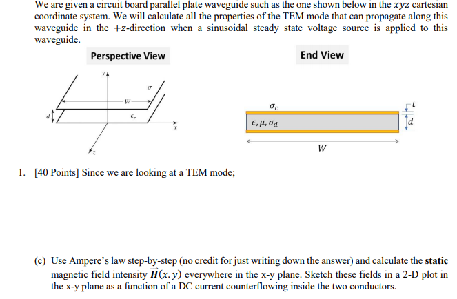 Solved We circuit board parallel plate waveguide such the | Chegg.com