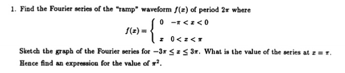 Solved Find the Fourier series of the "ramp" waveform f(x) | Chegg.com
