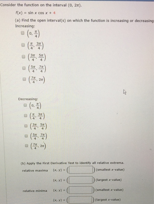 Solved Consider The Function On The Interval 0 2pi F X