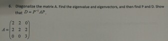 Solved Diagonalize the matrix A. Find the eigenvalues and | Chegg.com