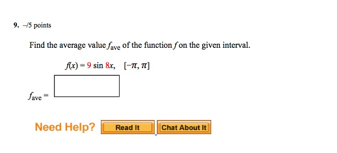 Solved Find the average value fave of the function f on the | Chegg.com