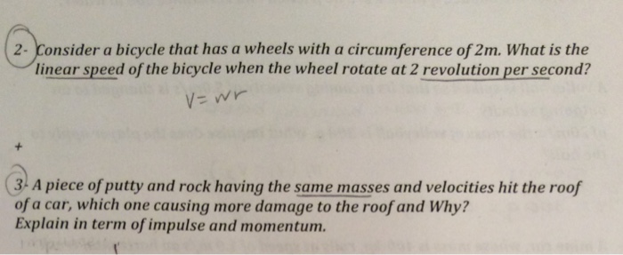 Solved Consider a bicycle that has a wheels with a | Chegg.com