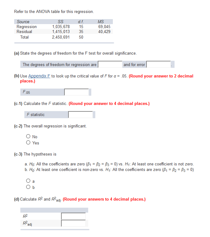 Solved Refer to the ANOVA table for this regression Source | Chegg.com