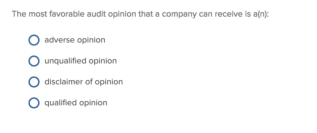 Solved The most favorable audit opinion that a company can | Chegg.com