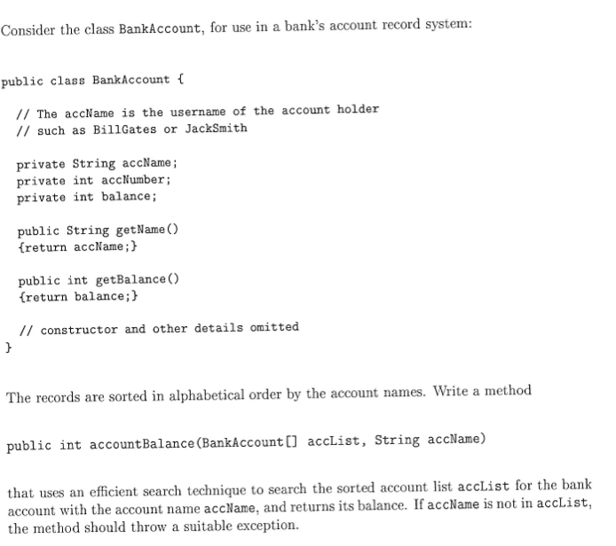 Solved Consider the class BankAccount, for use in a bank?s | Chegg.com