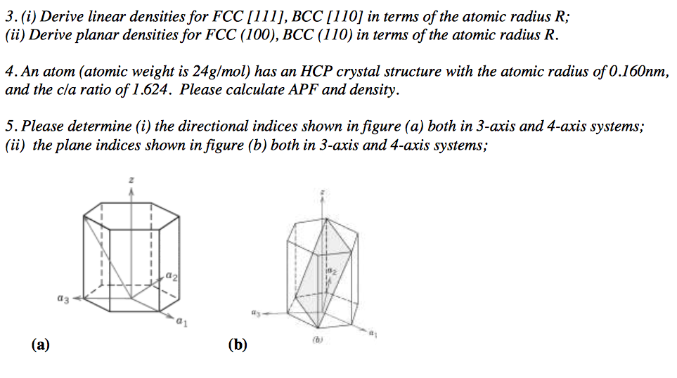 Solved Derive linear densities for FCC [111], BCC [110] in | Chegg.com