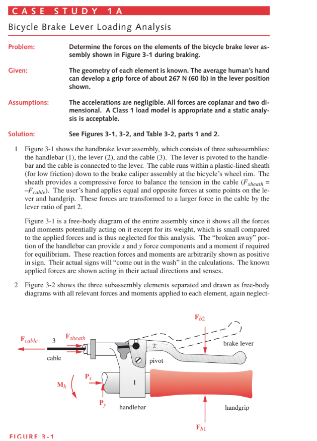 Solved CASE STUDY 1 A Bicycle Brake Lever Loading Analysis | Chegg.com