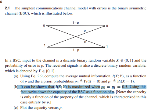 Solved 2.1 The simplest communications channel model with | Chegg.com