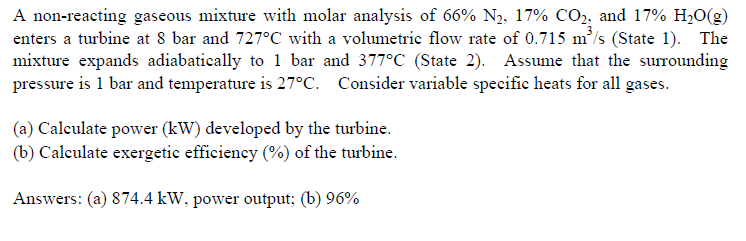 Solved A non-reacting gaseous mixture with molar analysis of | Chegg.com
