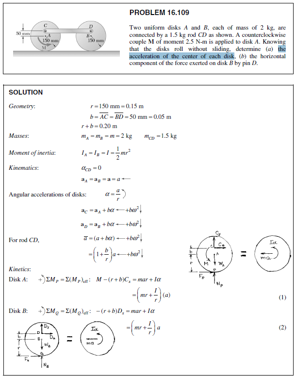 Two uniform disks A and B. each of mass of 2 kg. are | Chegg.com