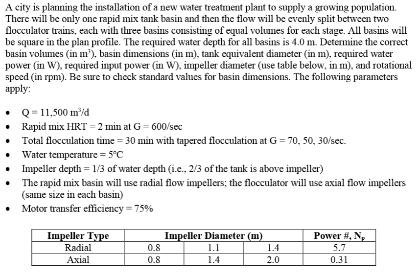 Solved A city is planning the installation of a new water | Chegg.com