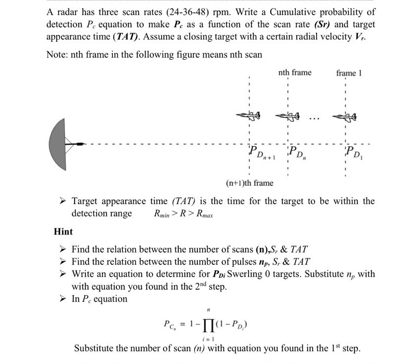 A radar has three scan rates (24-36-48) rpm. Write a | Chegg.com