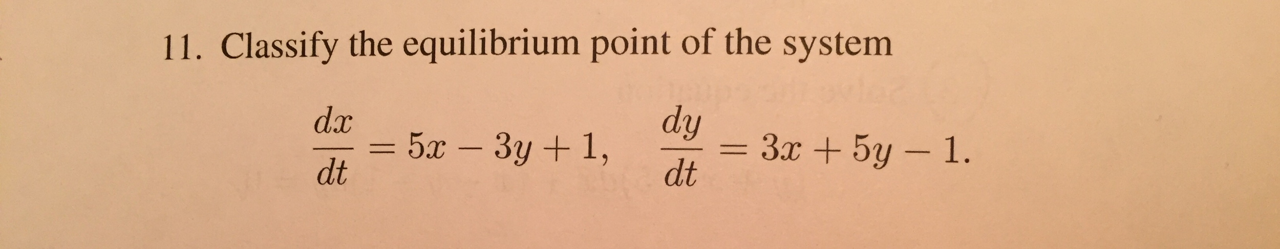 Solved Classify the equilibrium point of the system dx / dt | Chegg.com