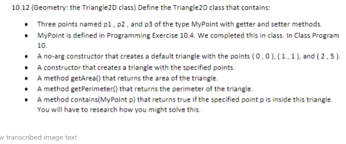 Solved 10.12 (Geometry: the Triangle2D class) Define the | Chegg.com
