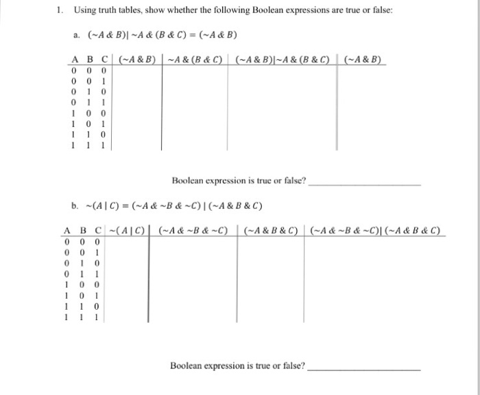 Solved Using truth tables, show whether the following | Chegg.com