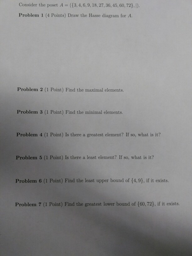 Solved Consider the poset A = ({3, 4, 6, 9, 18, 27, 36, 45, | Chegg.com Solved Consider the poset A = ({3, 4, 6, 9, 18, 27, 36, 45, | Chegg.com