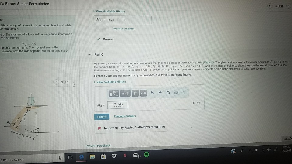 Solved f a Force: Scalar Formulation View Available Hintts) | Chegg.com