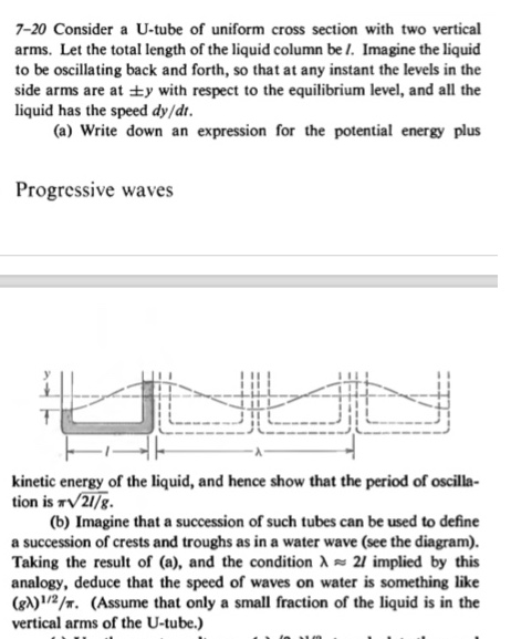 Solved 7-20 Consider a U-tube of uniform cross section with | Chegg.com