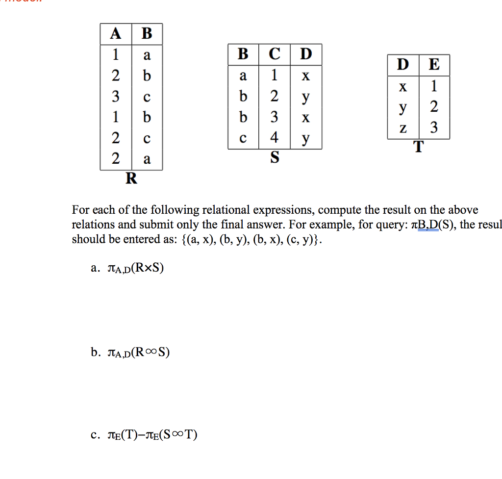 Solved BCD For each of the following relational expressions, | Chegg.com