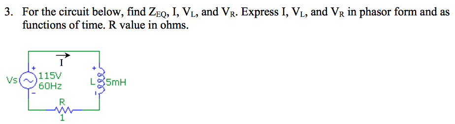 Solved 3. For the circuit below, find ZEQ, I, VL, and VR. | Chegg.com