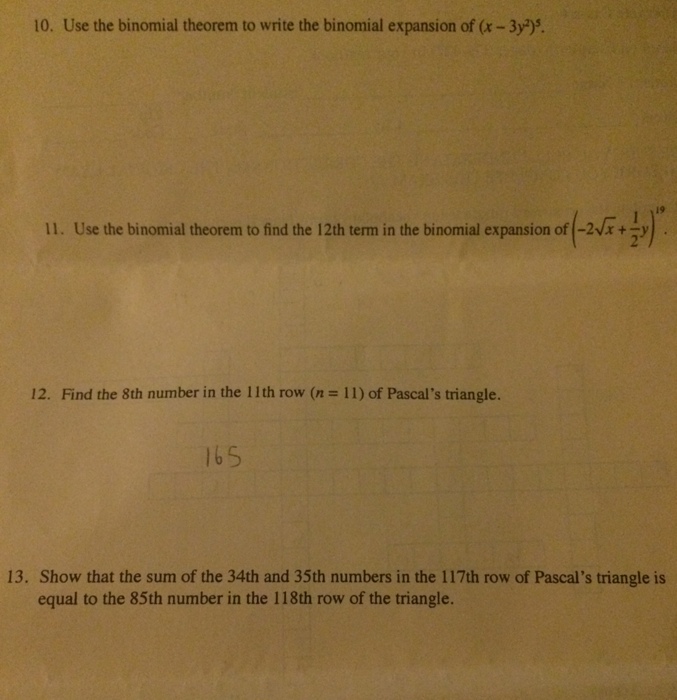 Solved Use the binomial theorem to write the binomial | Chegg.com