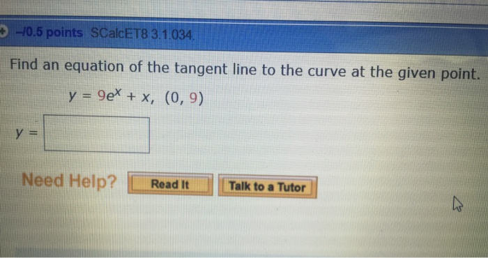 Solved Find an equation of the tangent line to the curve at | Chegg.com
