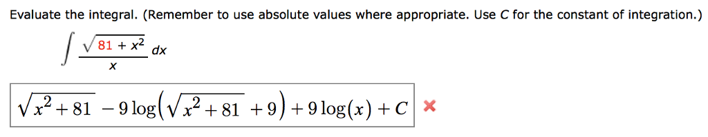 Solved Evaluate the integral. (Remember to use absolute | Chegg.com