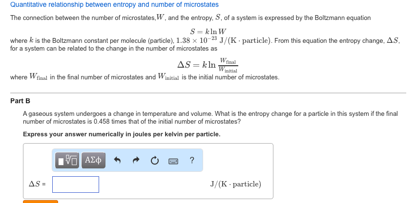 Solved Quantitative relationship between entropy and number | Chegg.com