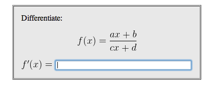Solved Differentiate: (x) = ax + b / cx + d (x) = | Chegg.com