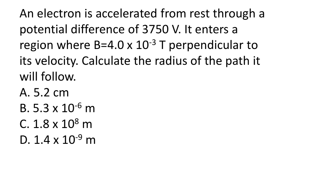 Solved An Electron Is Accelerated From Rest Through A